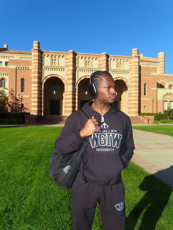 WGIW University Hoodie - Black - With God, I Win! Clothing