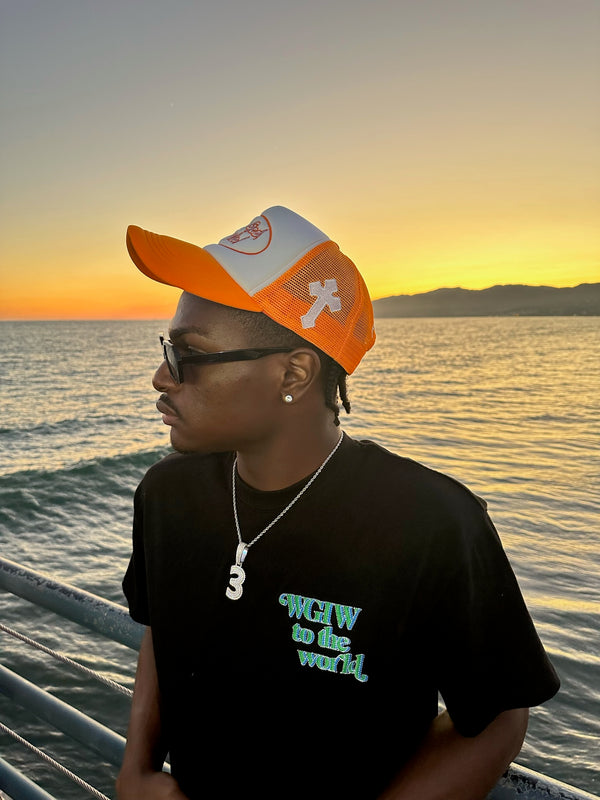 Orange WGIW Trucker Hat - With God, I Win! Clothing