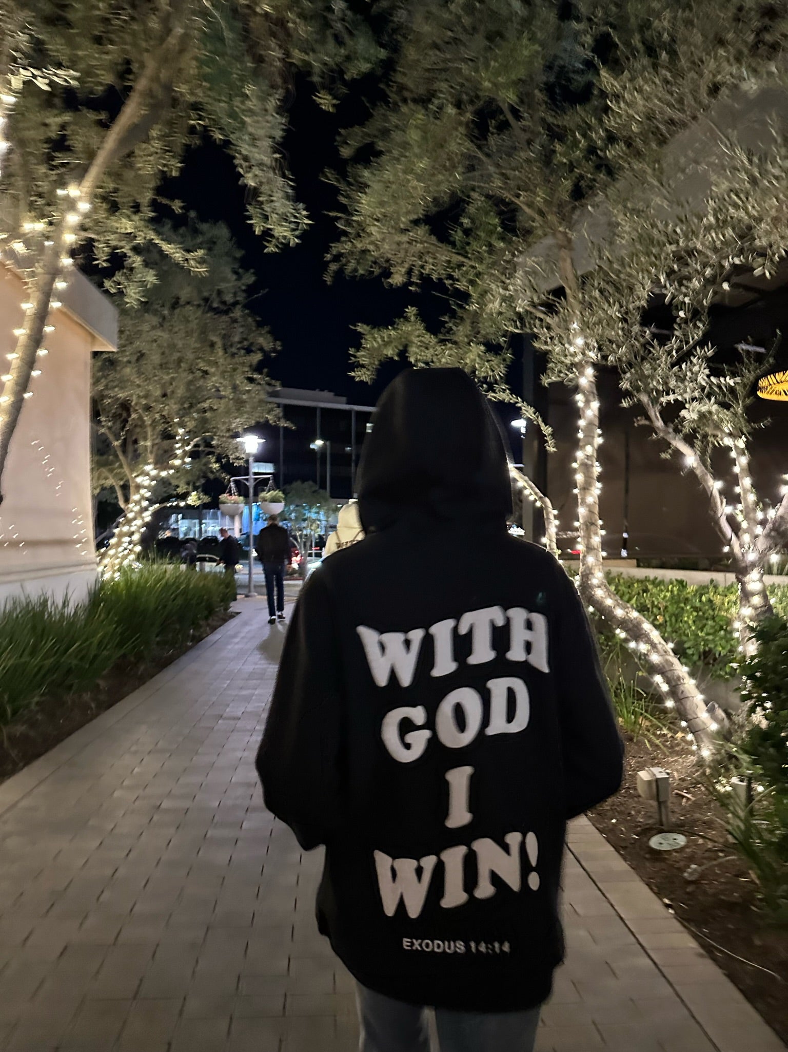 Black Puff Print WGIW Hoodie - With God, I Win! Clothing